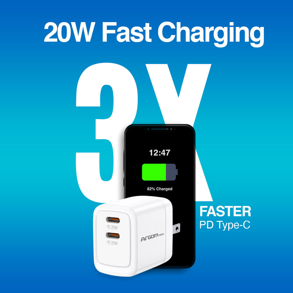 40W Dual Type-C PD Fast Wall Charger - www.argomtech.com