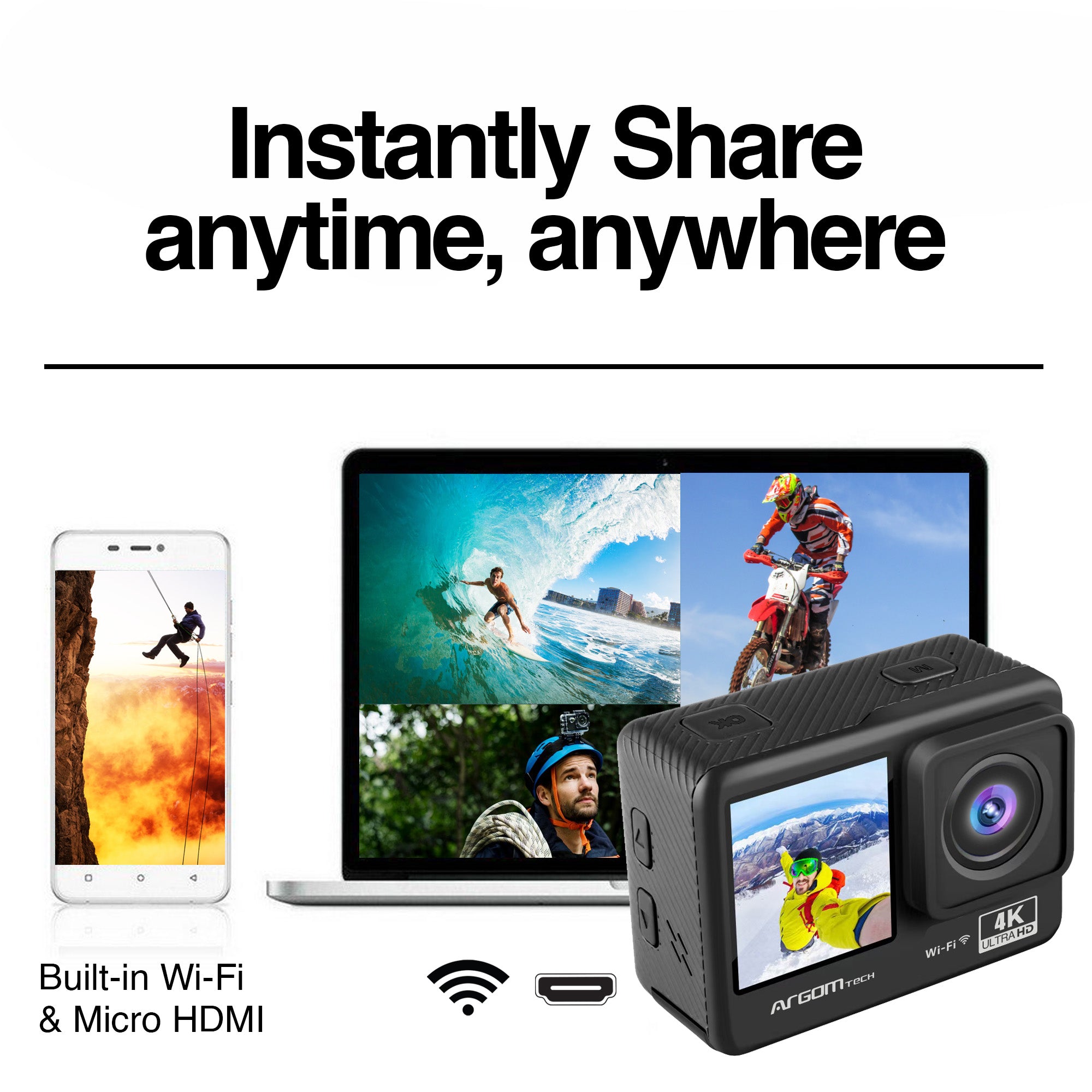 Epic 88 4K/60FPS UHD Action Camera - Touchscreen, 6-Axis EIS, Dual Scr ...