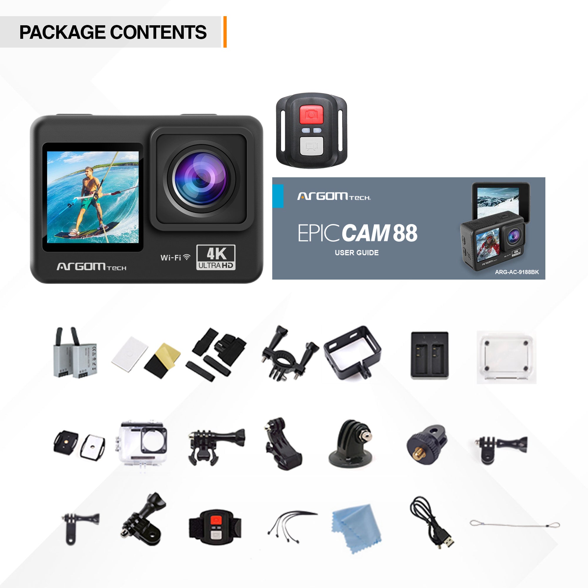Epic 88 4K/60FPS UHD Action Camera - Touchscreen, 6-Axis EIS, Dual Scr ...