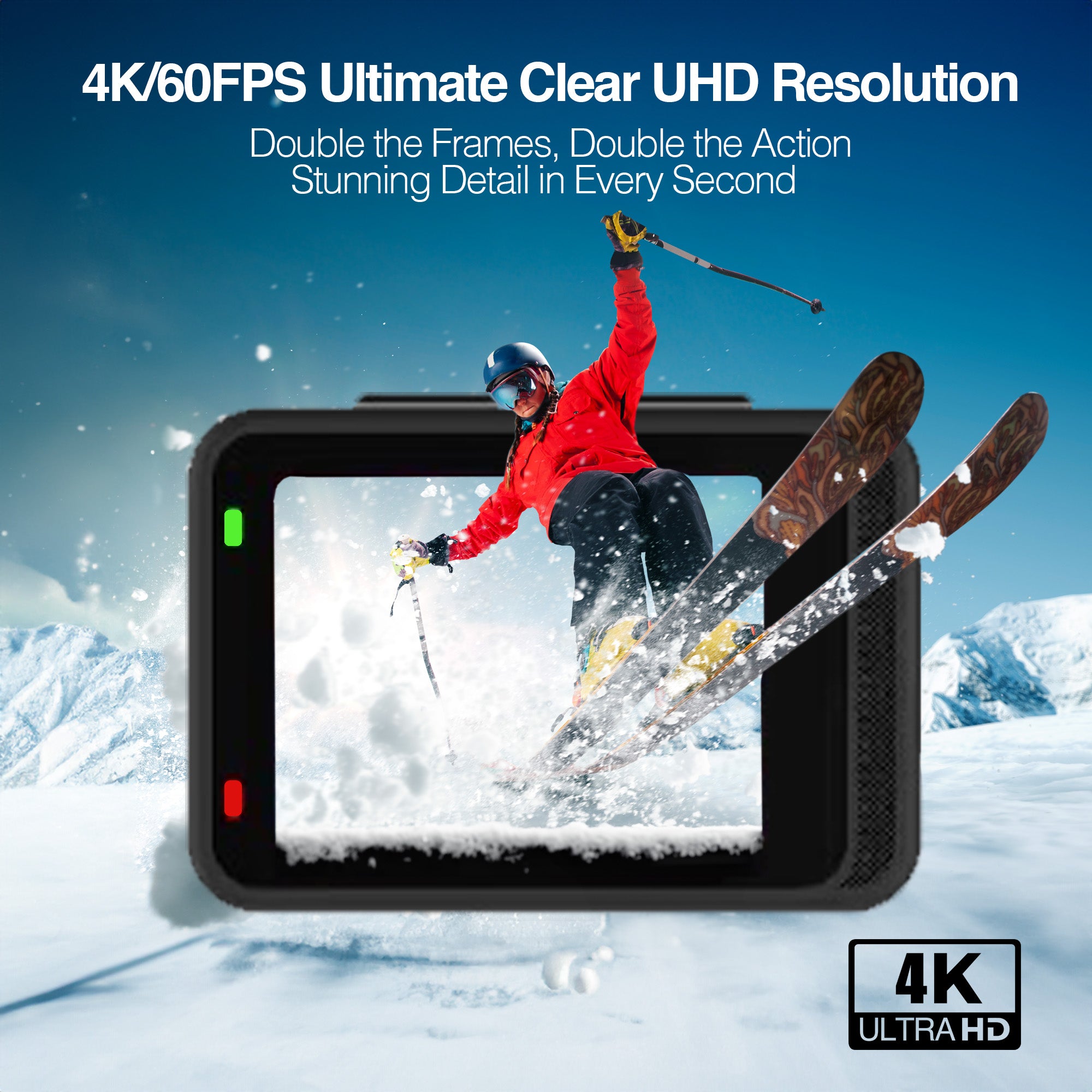 Epic 90 4K/60FPS UHD Action Camera - Waterproof (21m), Touchscreen, 6 ...