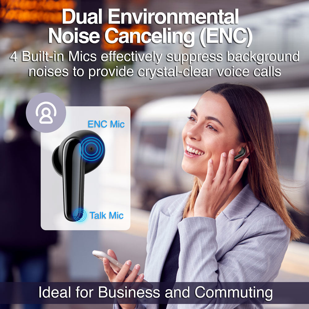 SkeiPods E20 True Wireless Stereo BT Earbuds with Dual ENC Noise Cance ...