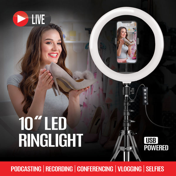 SpotLight Pro 9320 10" LED Ring Light with Full Tripod - www.argomtech.com