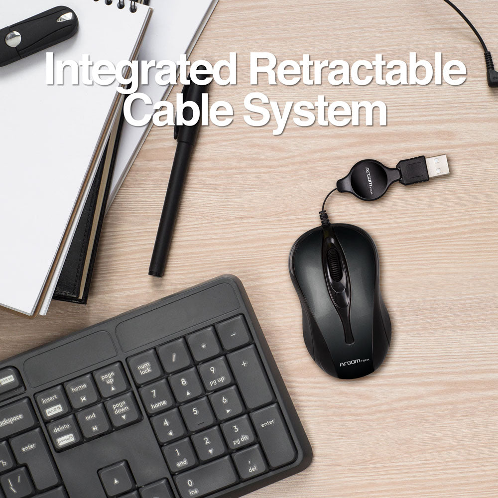 Optical Mouse Retractable USB - www.argomtech.com