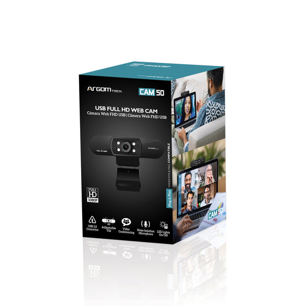 Web Cam Full HD 1080P with Microphone & LEDs CAM50 - www.argomtech.com